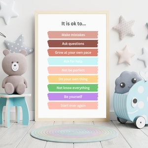 It's Ok to Not Be Okay Poster, Playroom Wall Art, Motivational Art ...