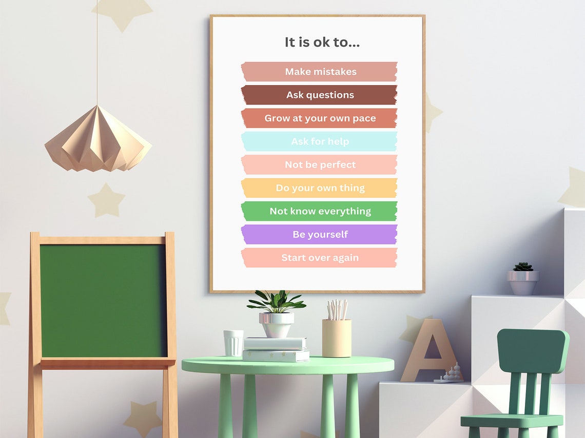 It's Ok to Not Be Okay Poster, Playroom Wall Art, Motivational Art ...