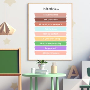 It's Ok to Not Be Okay Poster, Playroom Wall Art, Motivational Art ...