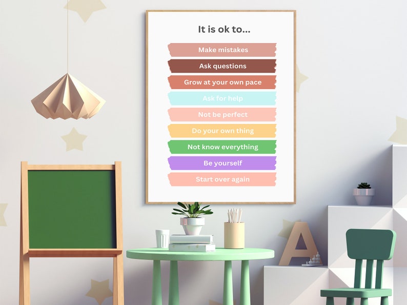 It's Ok to Not Be Okay Poster, Playroom Wall Art, Motivational Art ...