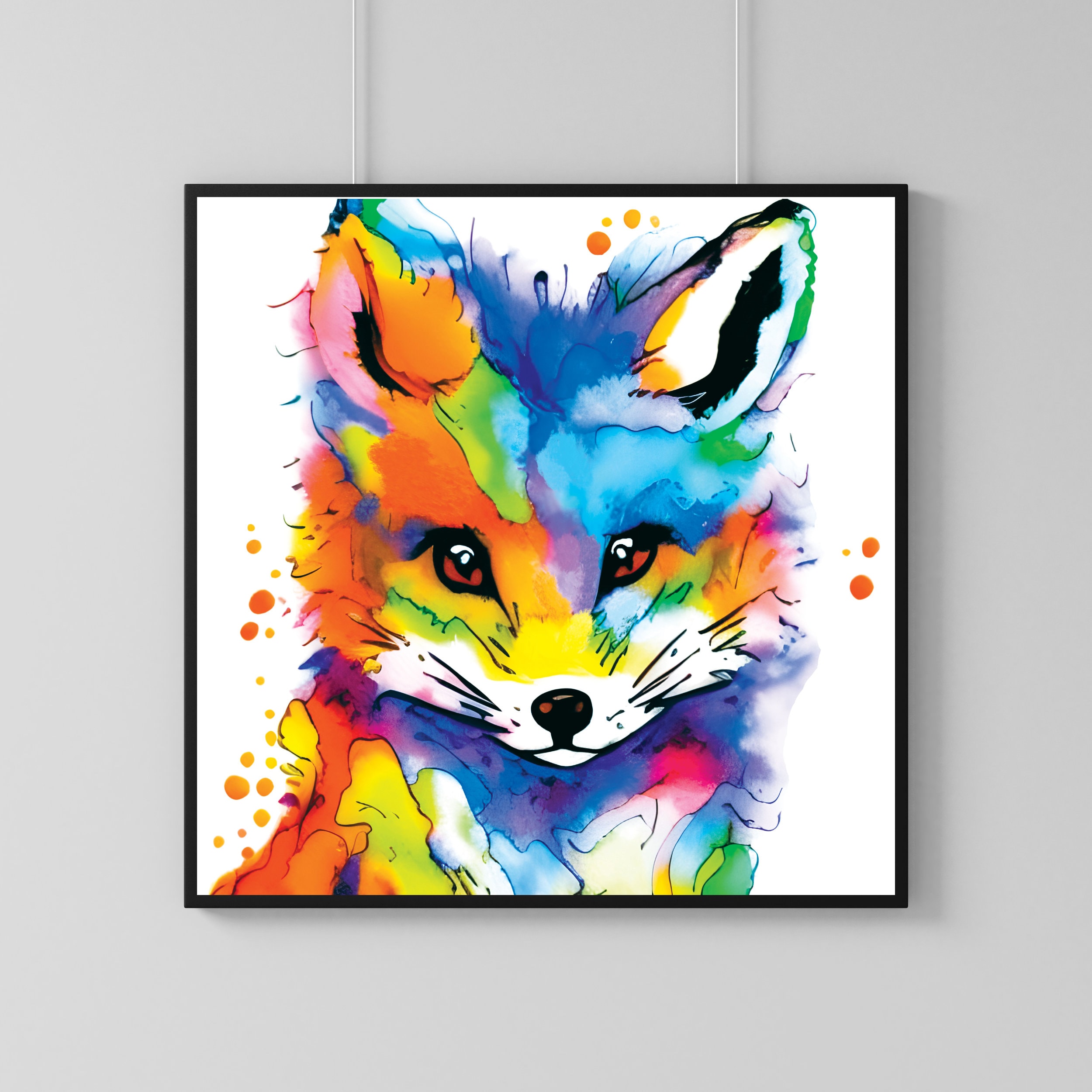 Printable Wall Art, Colorful Fox, Digital Download, Alcohol Ink ...