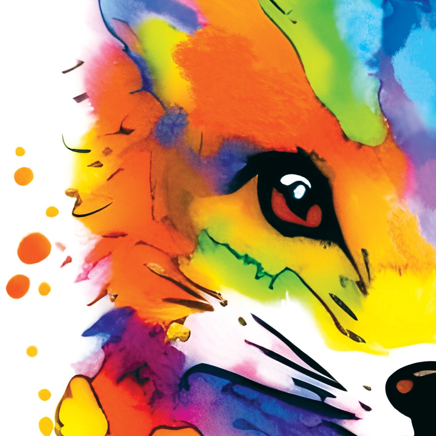 Printable Wall Art, Colorful Fox, Digital Download, Alcohol Ink ...