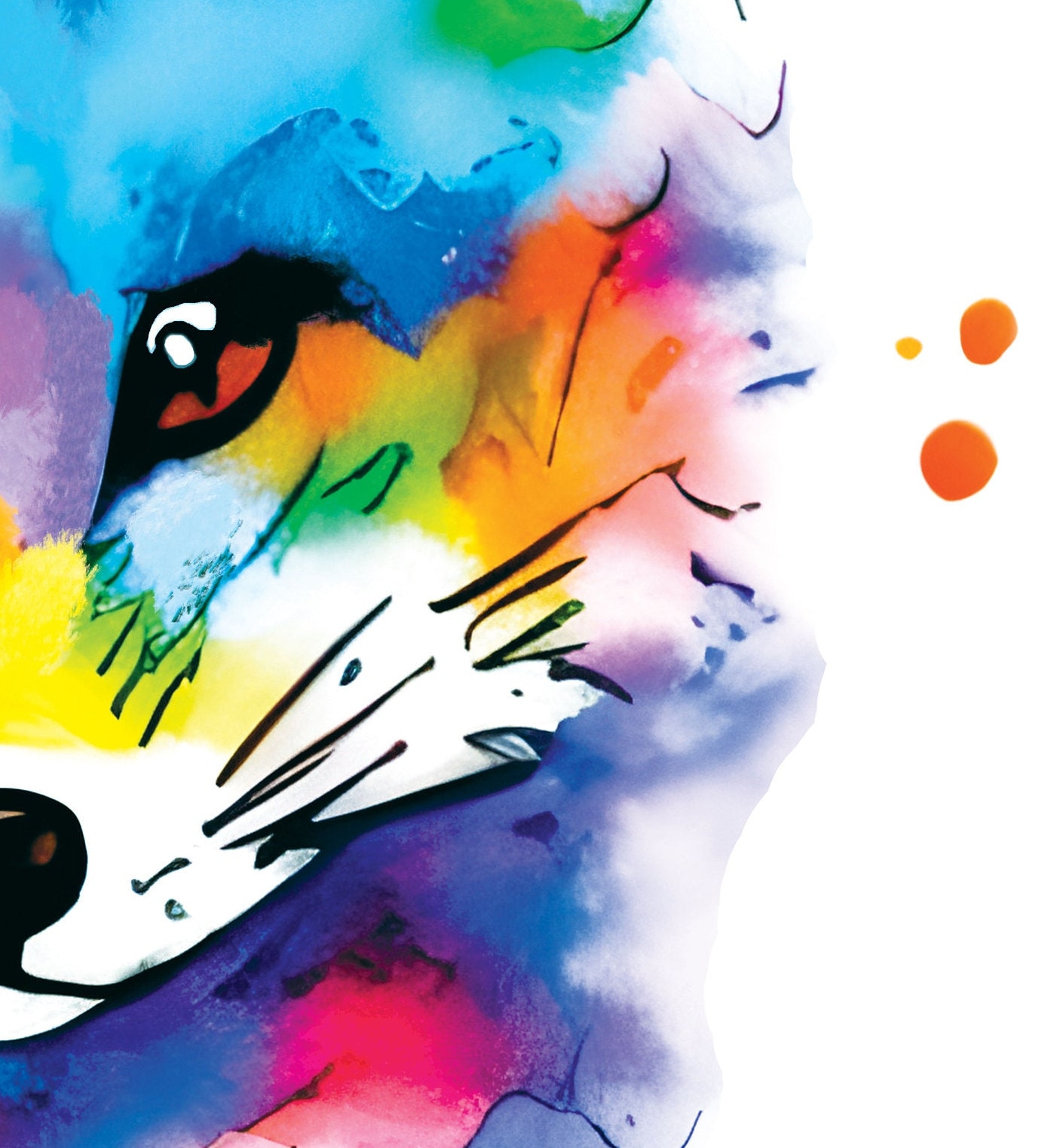 Printable Wall Art, Colorful Fox, Digital Download, Alcohol Ink ...