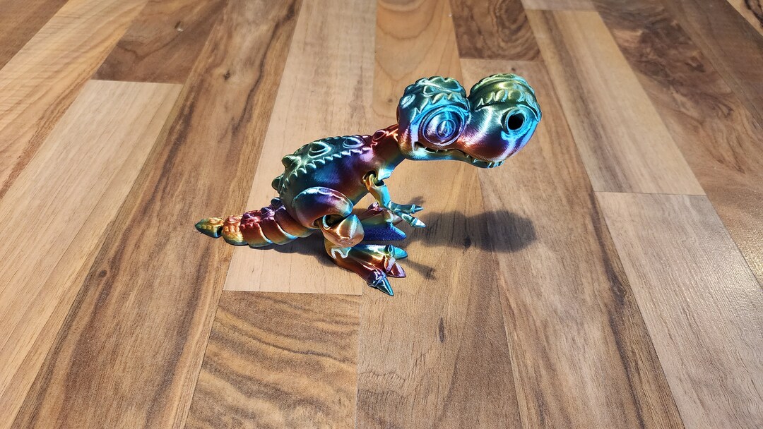 Flexi-factory 3D Printed Fidget Articulating Rainbow T-rex - Etsy