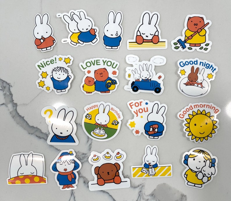 MIFFY STICKERS Miffy Inspired Vinyl Stickers 18 Pieces Laminated ...