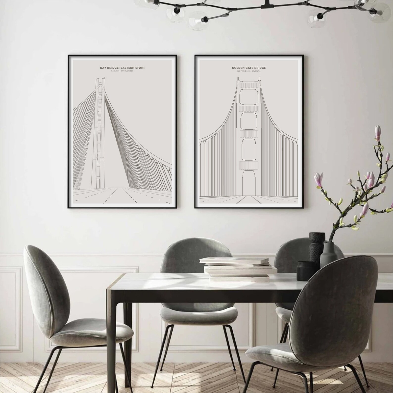 Bridge Series: Bay Bridge & Golden Gate Bridge Poster • Modern ...