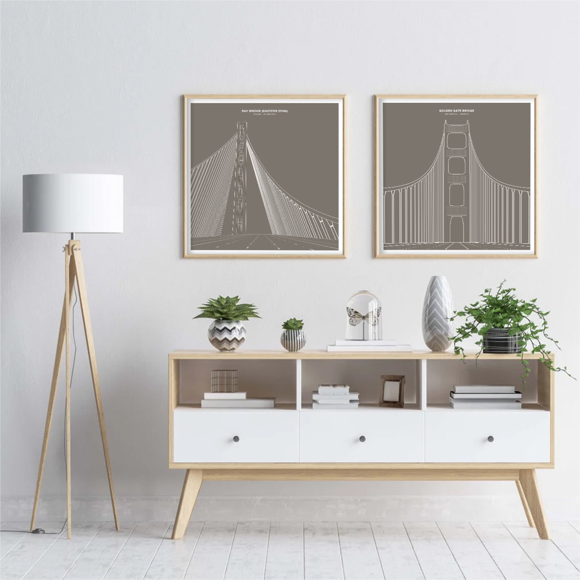 Bridge Series: Bay Bridge & Golden Gate Bridge Poster • Modern ...