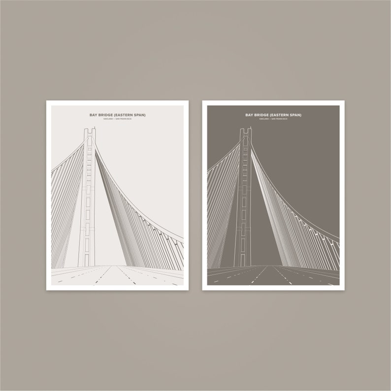 Bridge Series: Bay Bridge Poster • Oakland to San Francisco • Modern ...