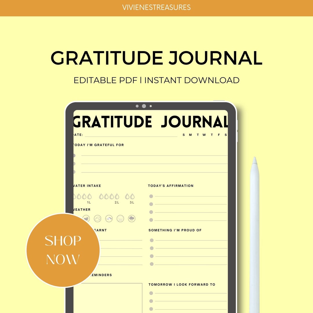 The Printable PDF and Digital Gratitude Journal for Goodnotes ...