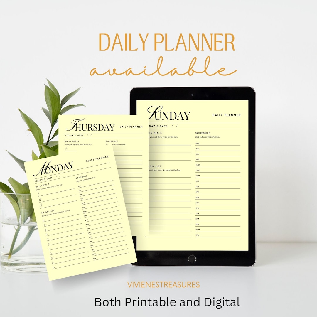 Printable PDF and Digital Daily Planner for Goodnotes, Notability, iPad ...