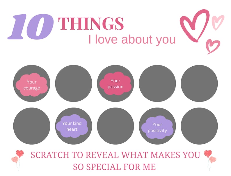 10 Things I Love About You Scratch Cards, Perfect Gift for Someone ...