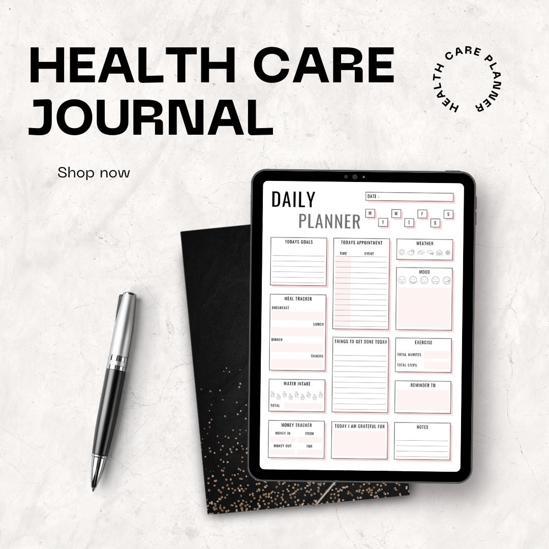 Health Care Planner and Journal, Health Habit Tracker, Daily Planner ...