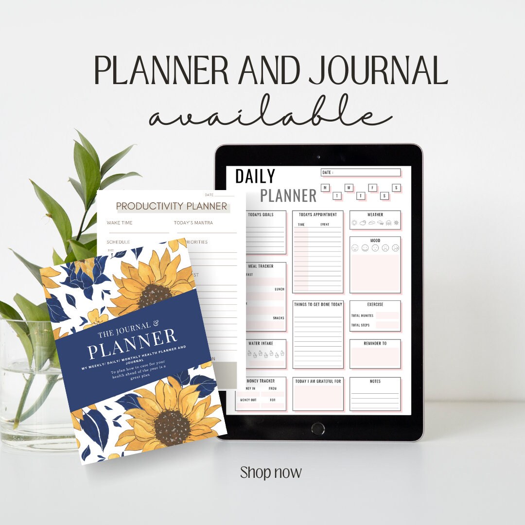 Health Care Planner and Journal, Health Habit Tracker, Daily Planner ...