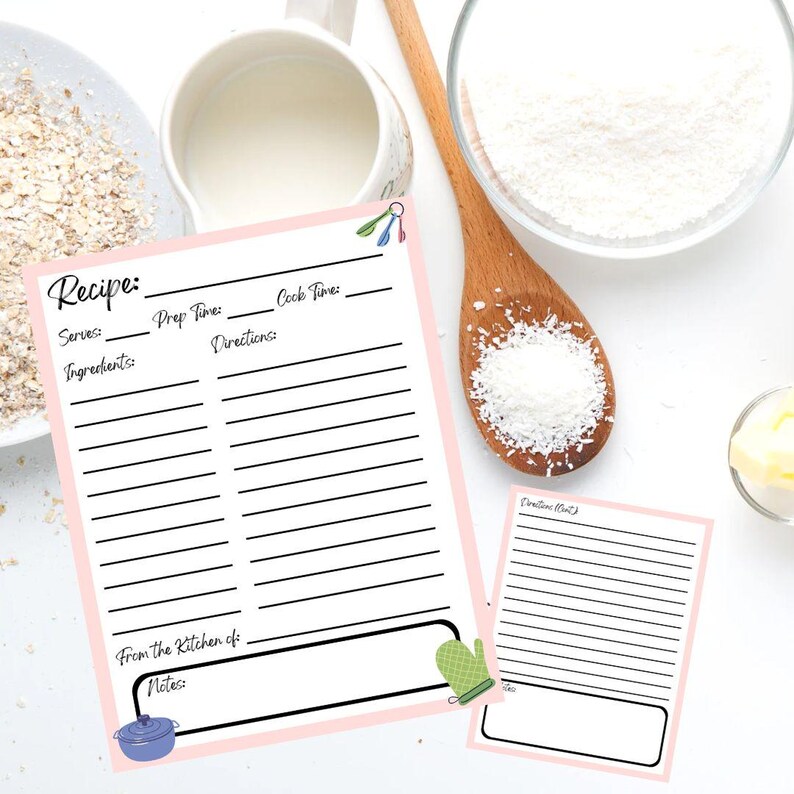 Printable Recipe Template, Kitchen Binder Insert (digital Download) - Etsy