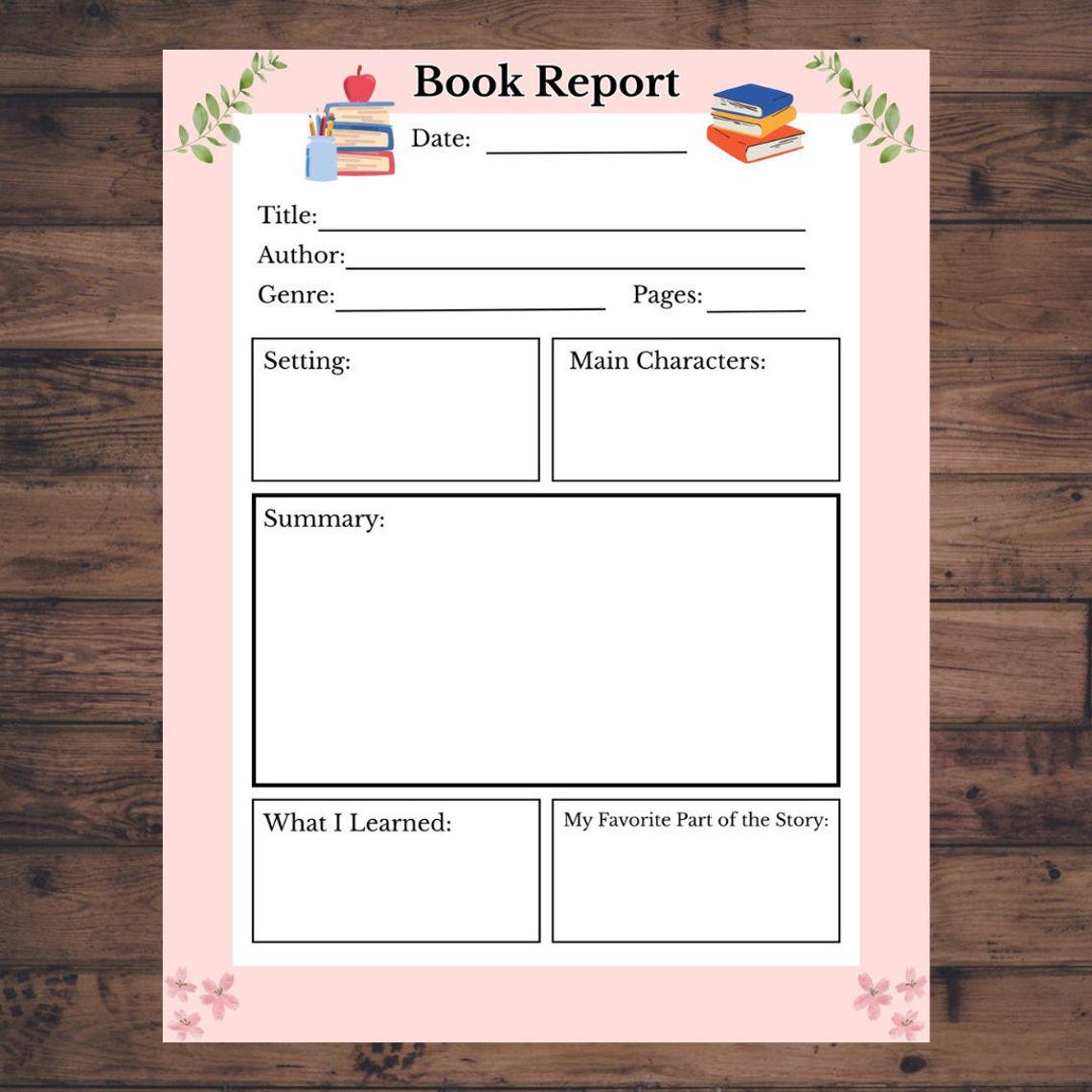 Printable Kids Reading Log & Book Report Template PDF, Homeschool ...