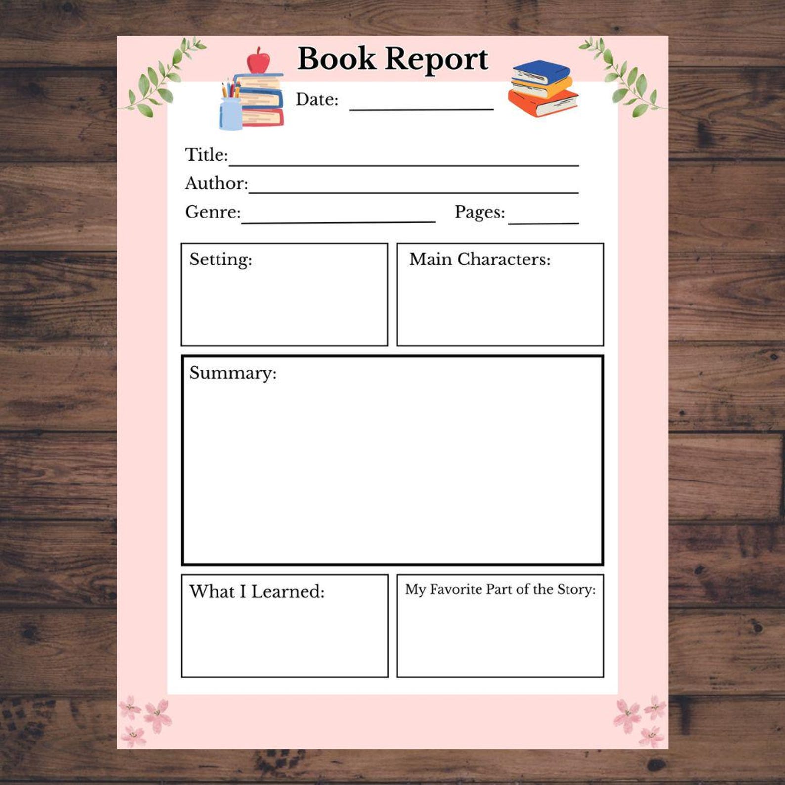 Printable Kids Reading Log & Book Report Template PDF, Homeschool ...