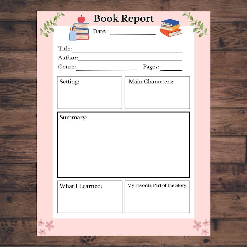 Printable Kids Reading Log & Book Report Template (PDF) - Etsy