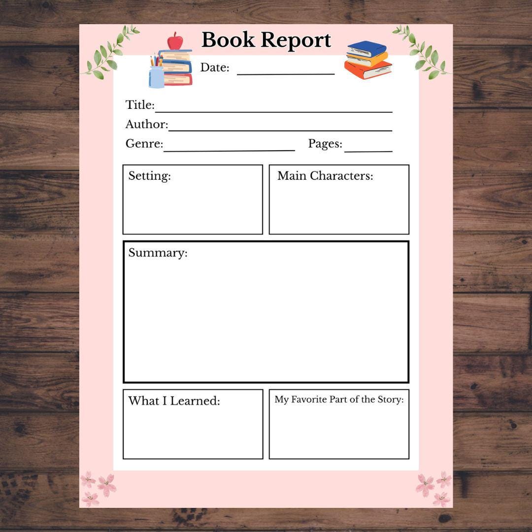 Printable Kids Reading Log & Book Report Template (PDF) - Etsy