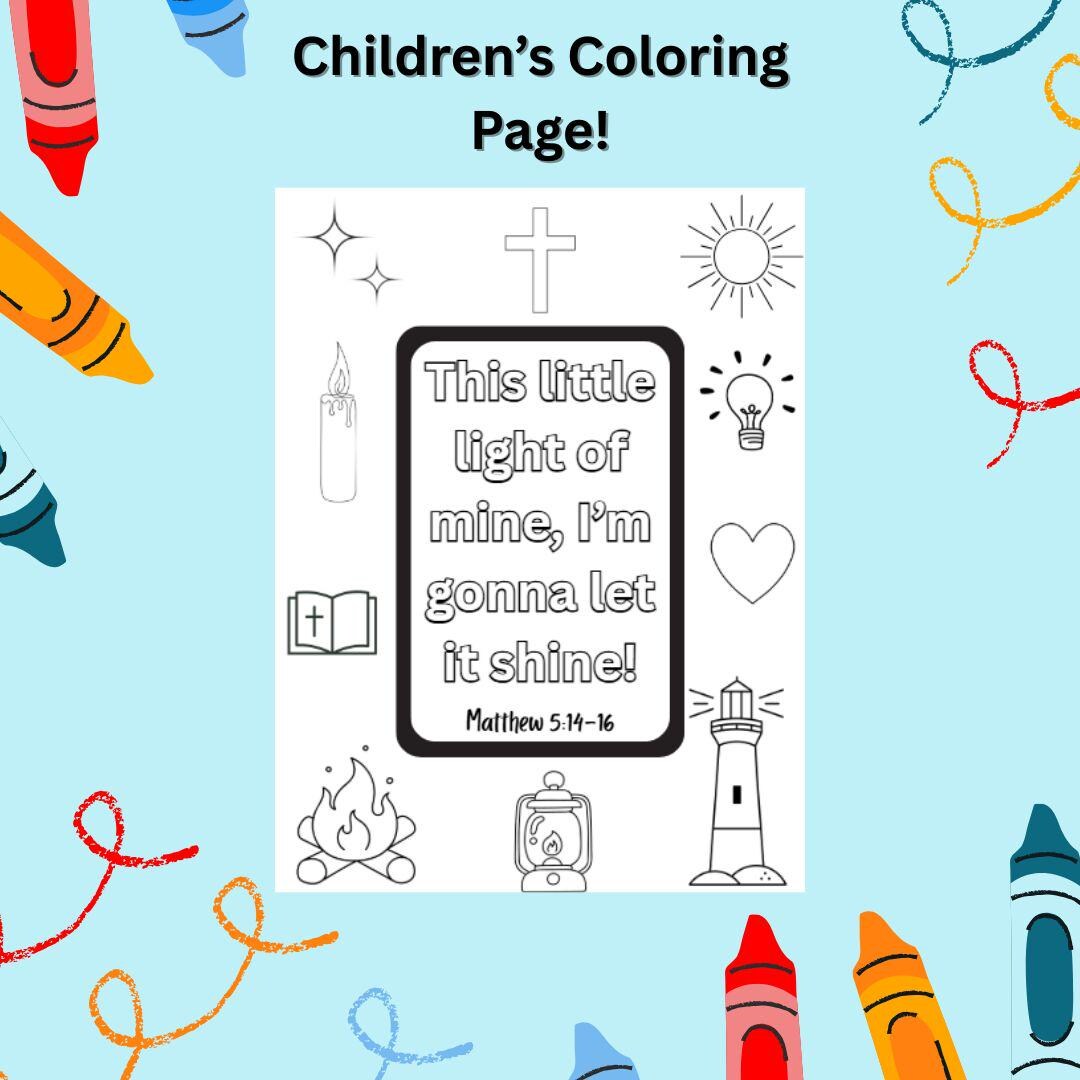 Kids Bible Verse Coloring Page, This Little Light of Mine (printable ...