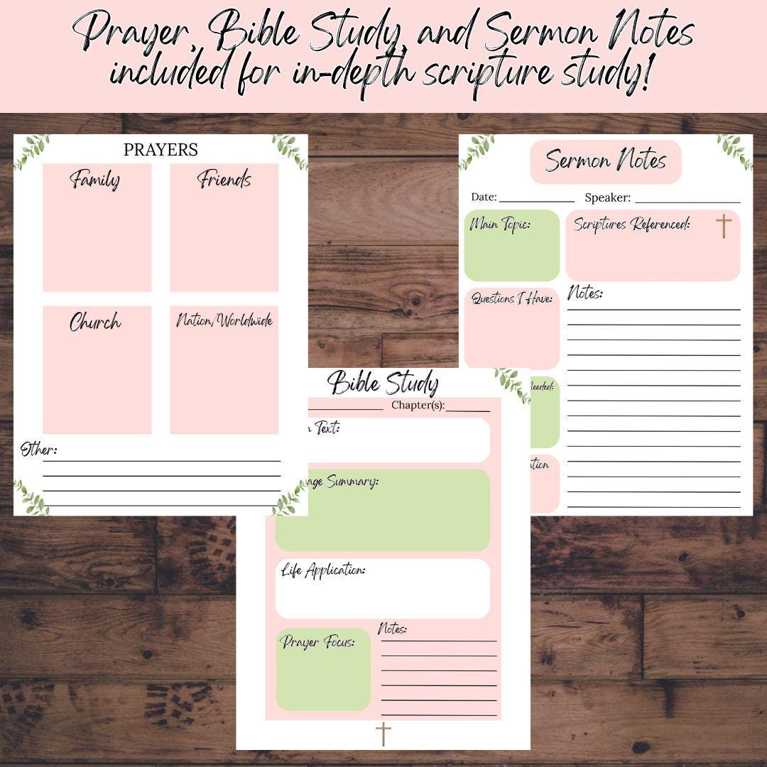 Prayer Journal Printable, Daily Bible Notebook, Scripture Study Inserts ...
