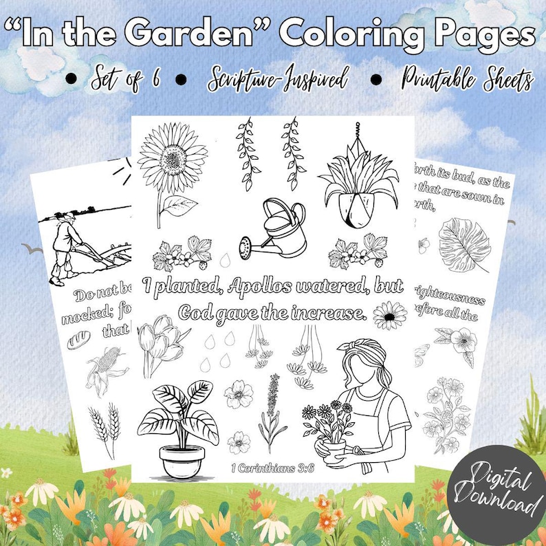 Garden Scripture Coloring Pages, Bible Verse Art (digital Download) - Etsy