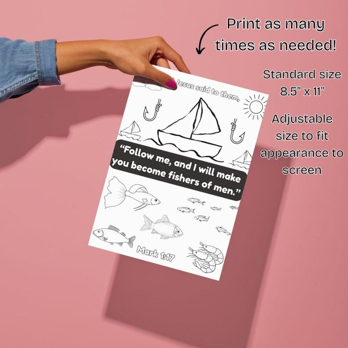 Jesus Calls the Disciples Coloring Page, Mark 1:17 Bible Verse ...