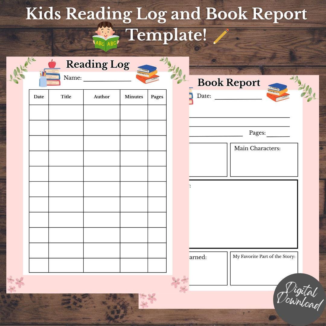 Printable Kids Reading Log & Book Report Template PDF, Homeschool ...