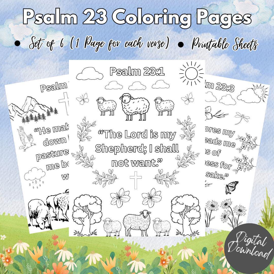 Psalm 23 Printable, the Lord is My Shepherd Craft, Bible Verse Coloring ...