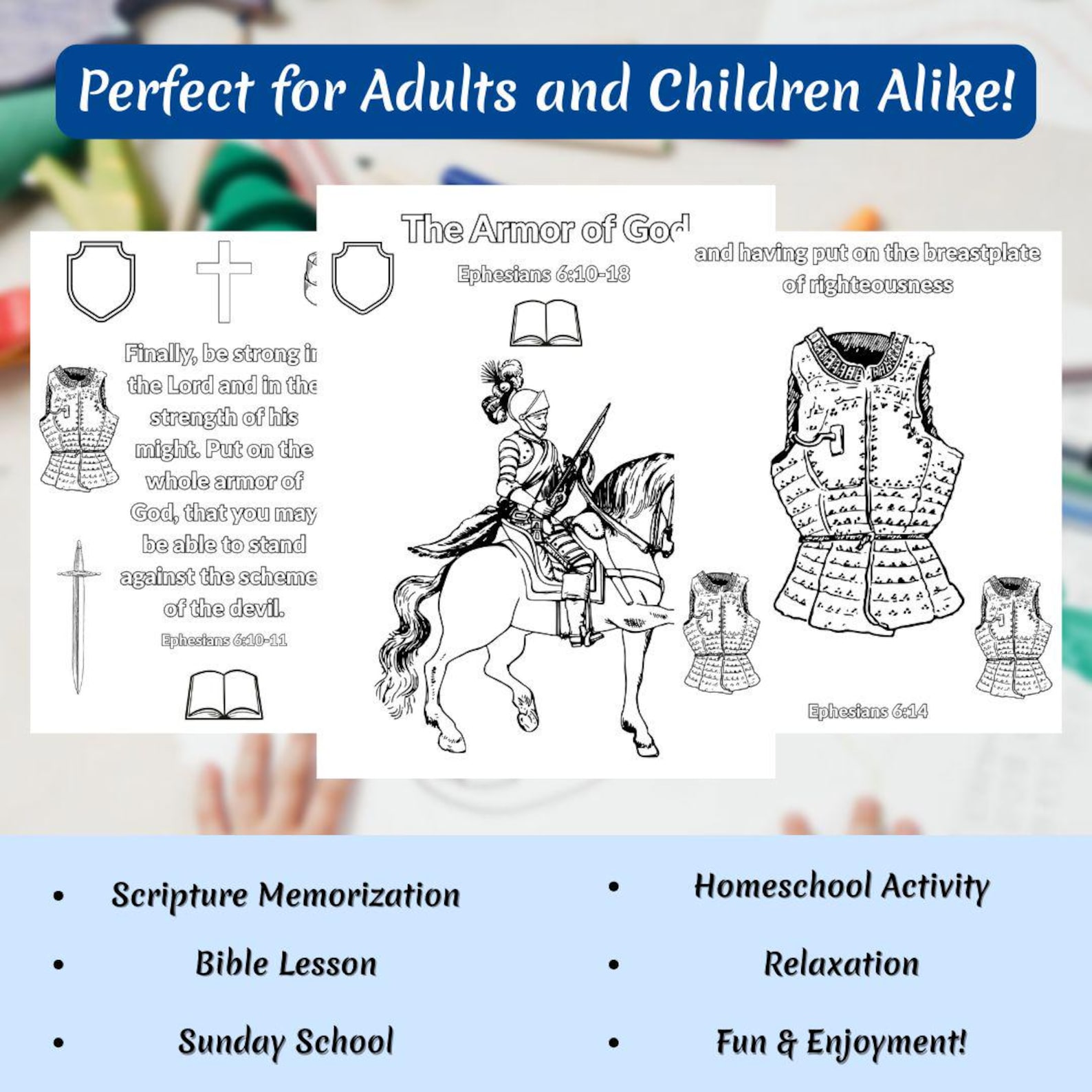 Printable Coloring Sheets, Ephesians 6:10-18, Full Armor of God Bible ...