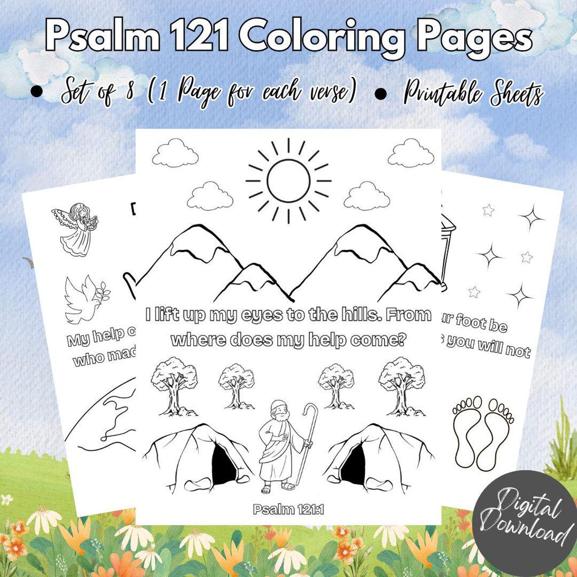 Psalm 121 Coloring Pages Printable, Bible Verse Coloring Sheets ...