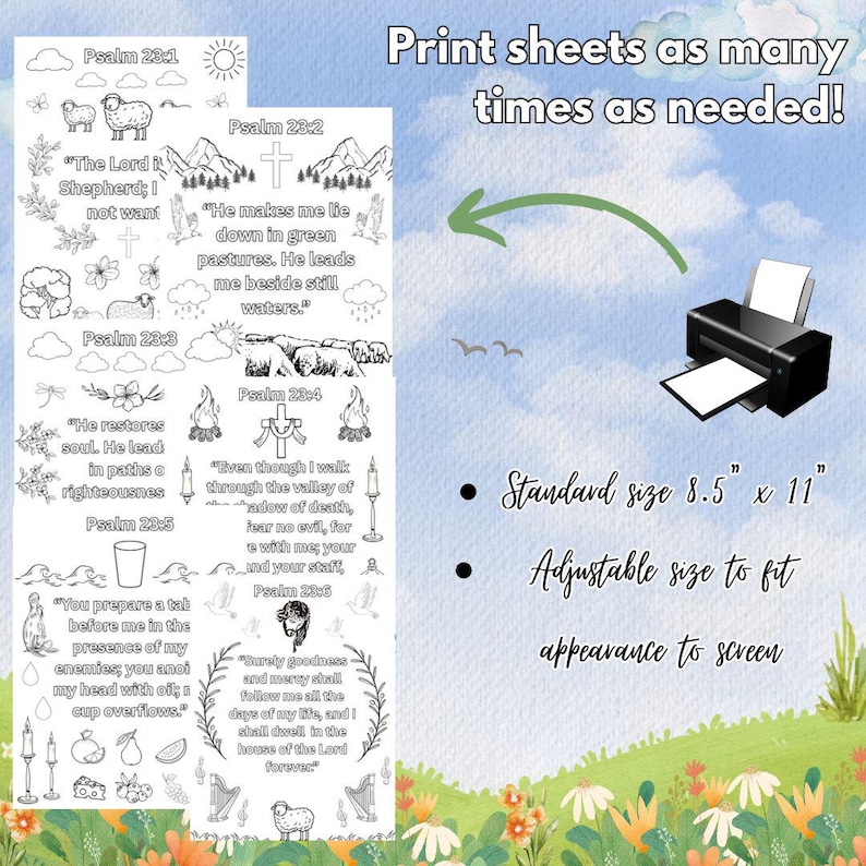 Psalm 23 Printable Coloring Pages, the Lord is My Shepherd Craft, Bible ...
