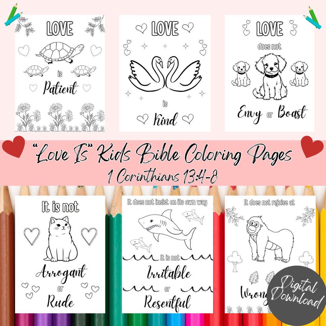 Love is Patient Coloring Pages, Bible Verse Activities, 1 Corinthians ...
