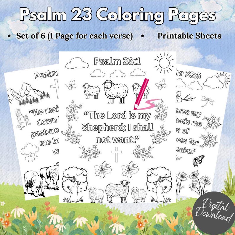 Psalm 23 Printable Coloring Pages, the Lord is My Shepherd Craft, Bible ...