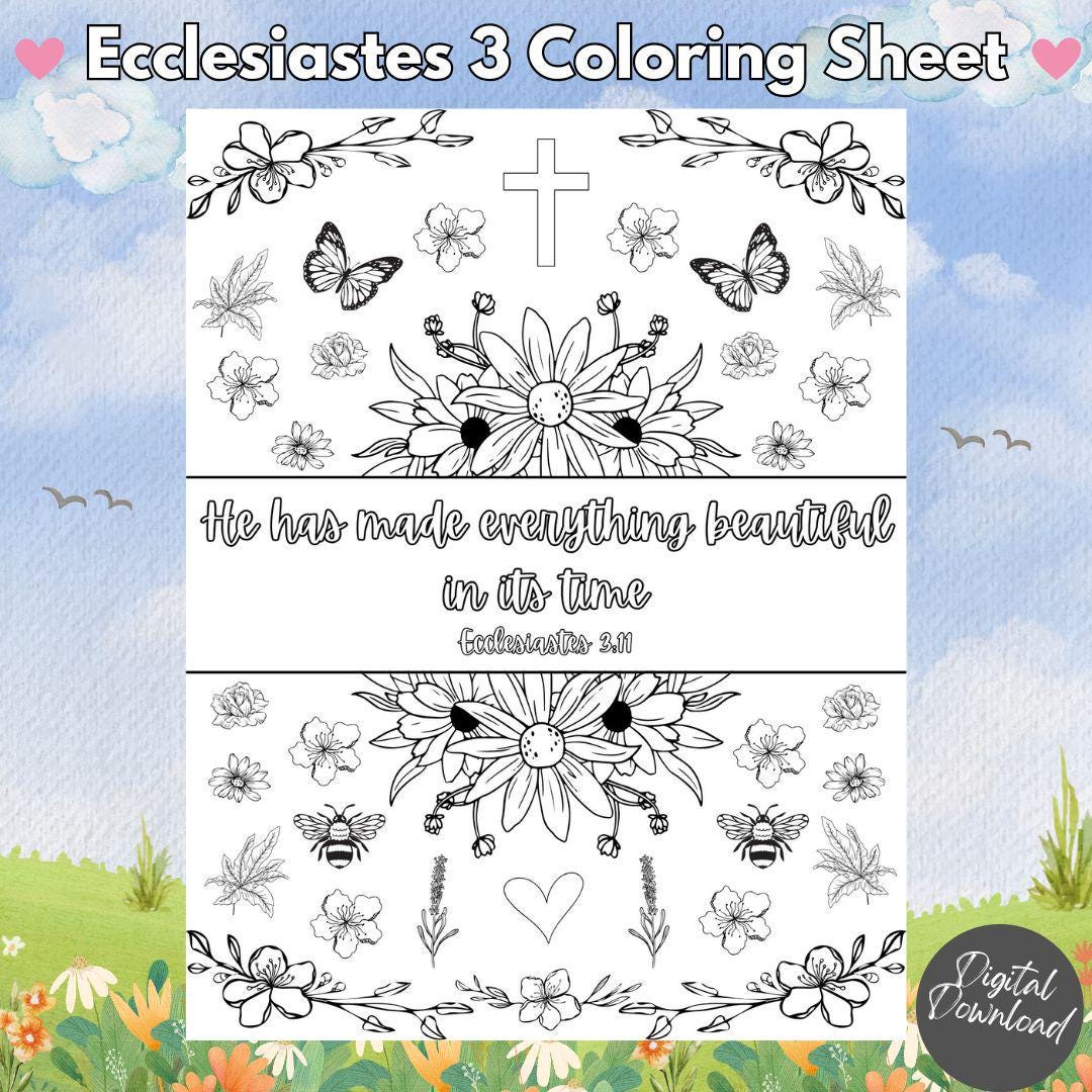 Ecclesiastes 3:11 Coloring Page, Bible Verse Printable for Kids ...