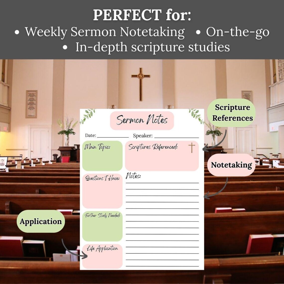 Sermon Note Template, Bible Study Printable, Bible Study Guide, Church ...