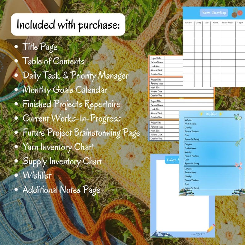 Crochet Project Tracker Printable, Crochet Project Template, Project ...