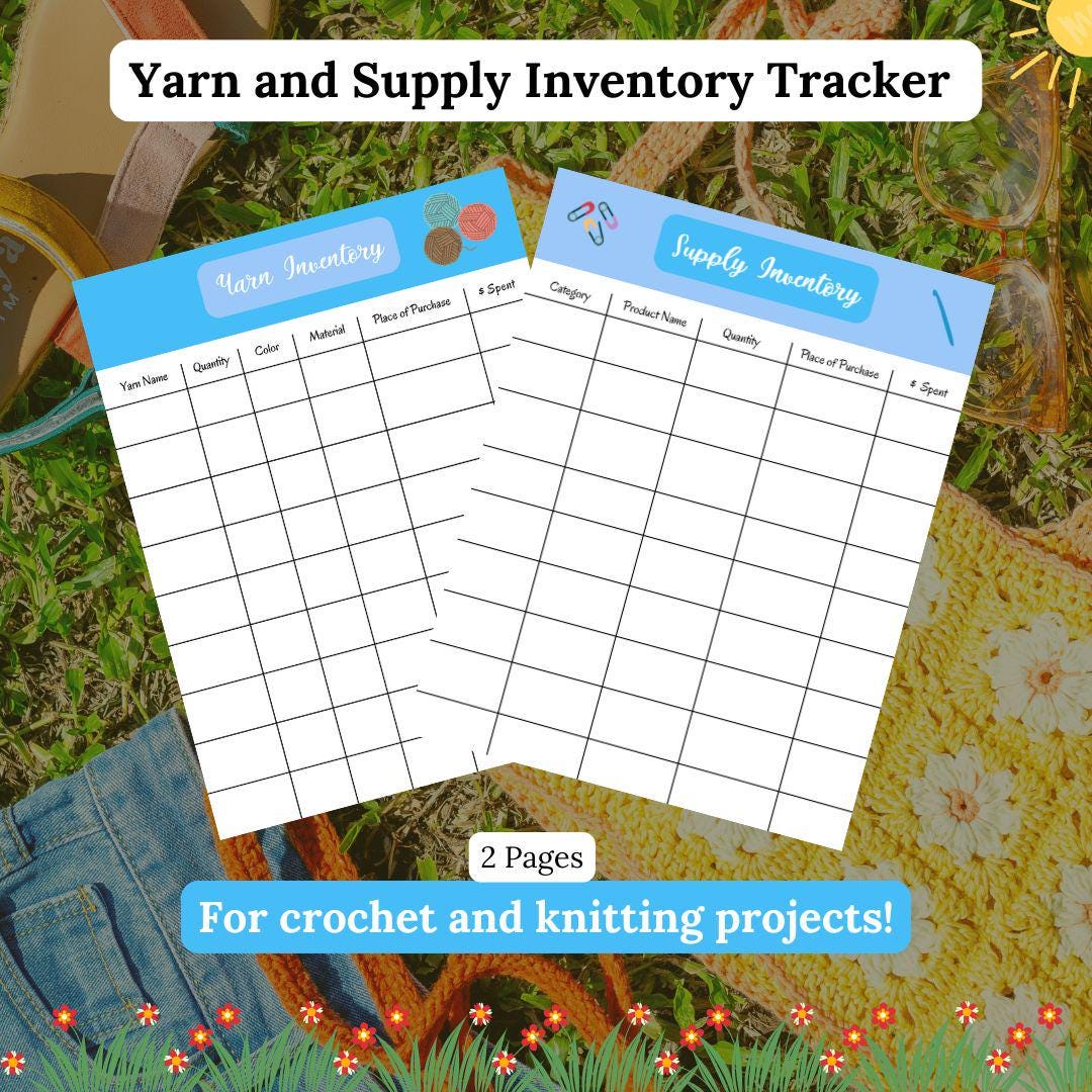 Craft Inventory Tracker Printable, Crochet and Knitting Supplies ...