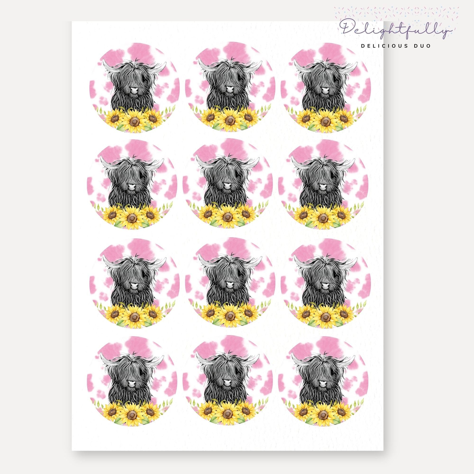 Highland Cow Edible Image Cookie Edible Image Fluffy Cow - Etsy