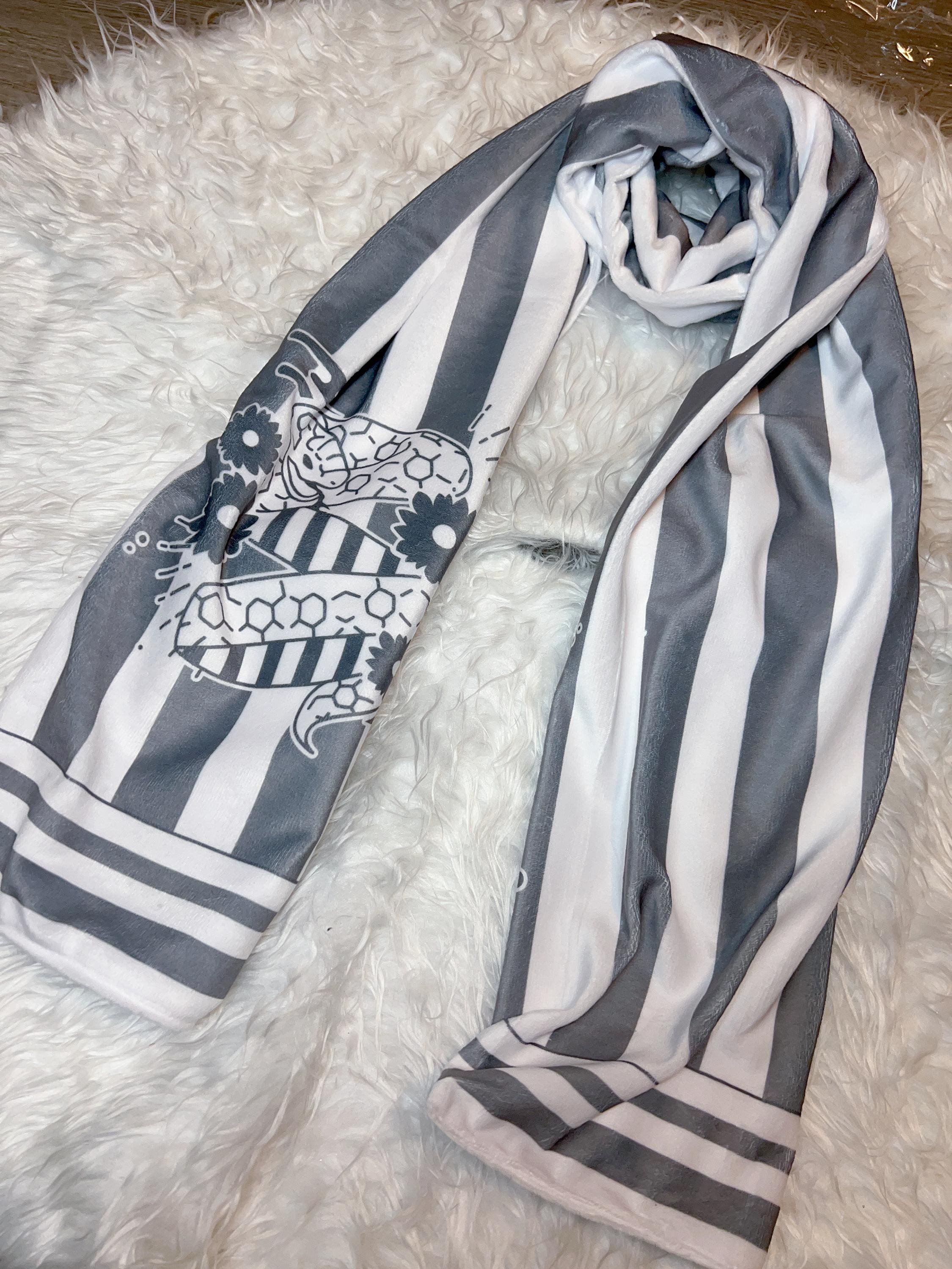 Japanese Ghost Anime Pattern Scarf | Cosplay Style Long Shawl ...