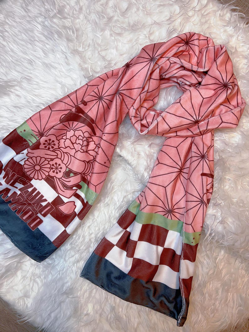 Japanese Ghost Anime Pattern Scarf | Cosplay Style Long Shawl ...