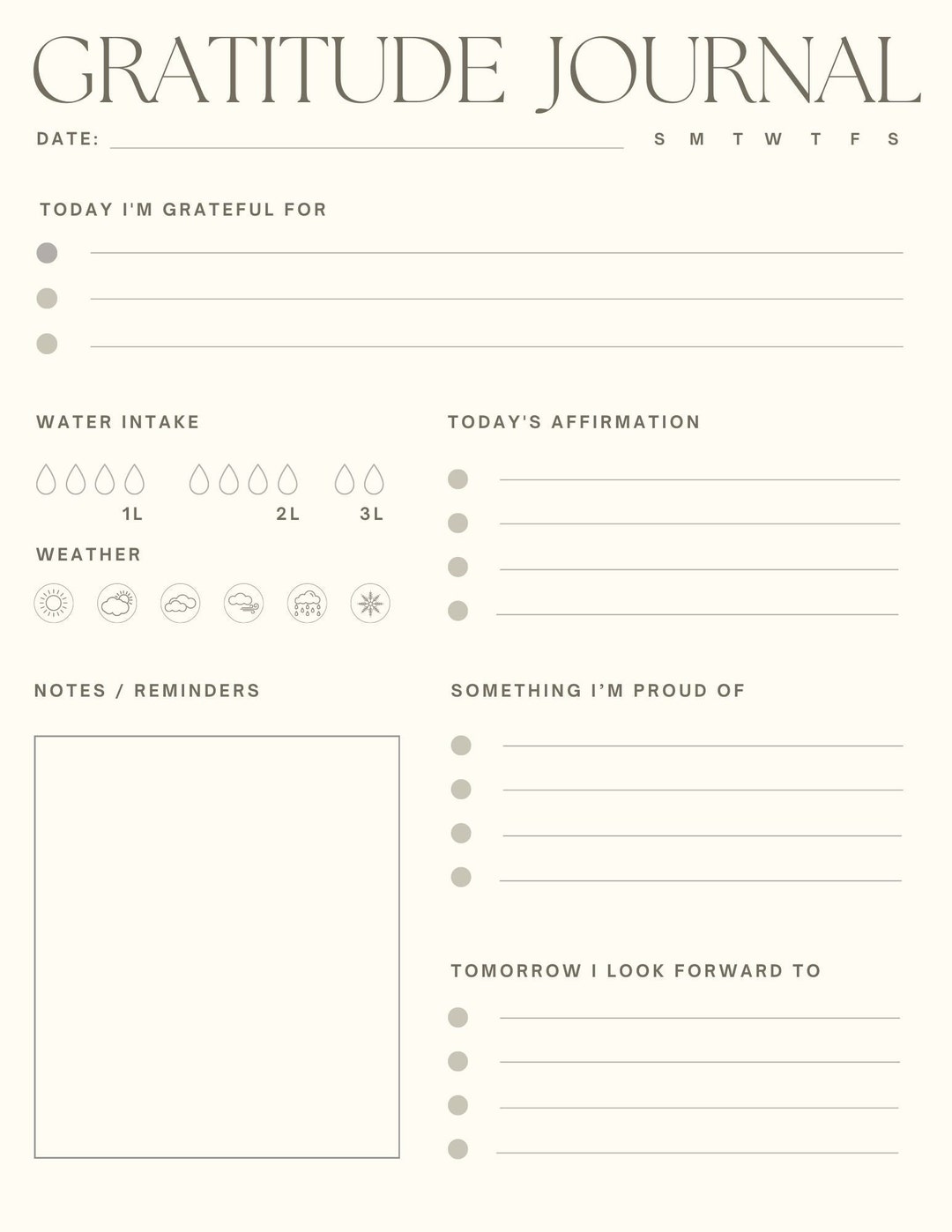 Simple and Minimal Printable Gratitude Journal - Etsy