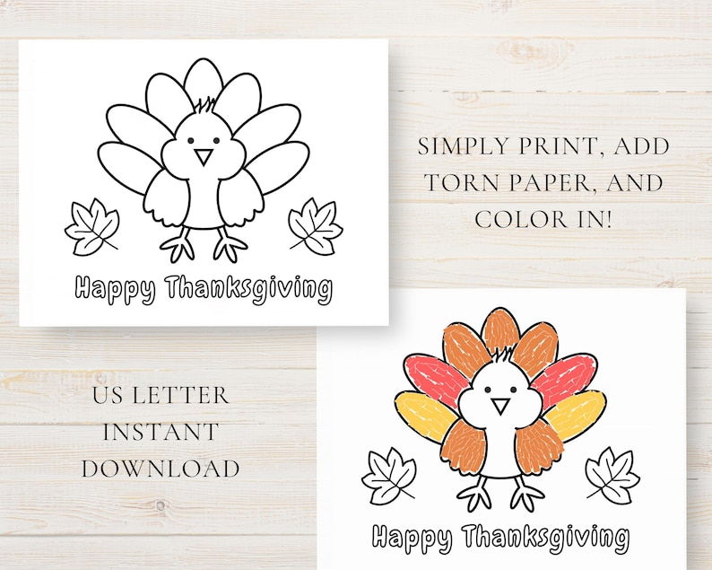 Thanksgiving Turkey Torn Paper Craft for Kids, Fall Art Craft, Cut and ...