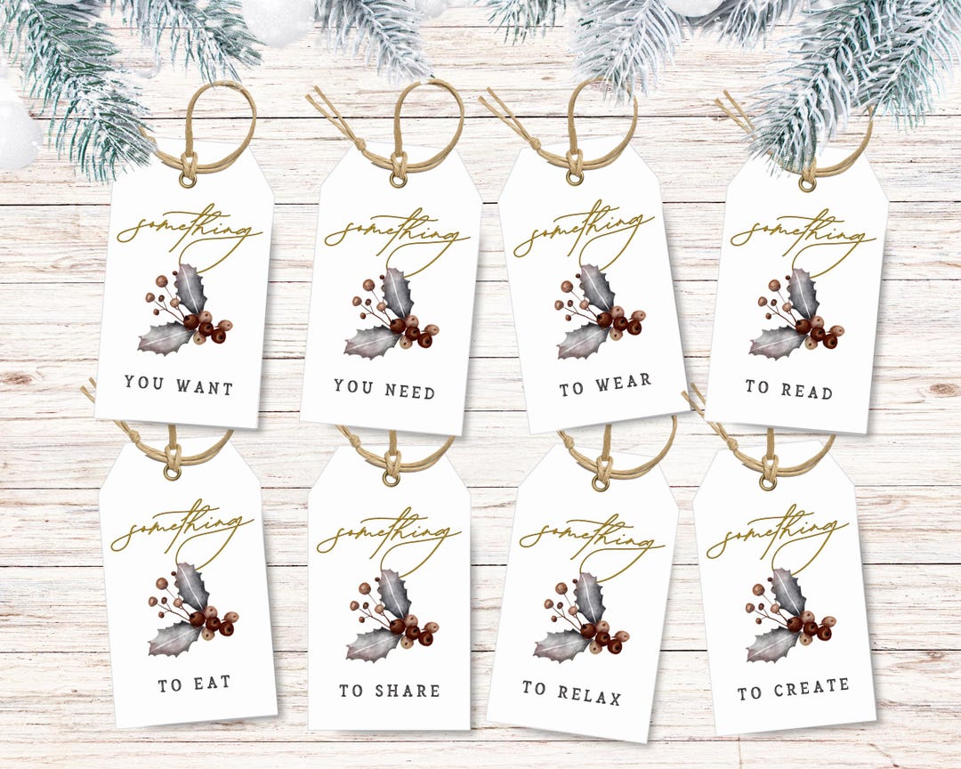 Printable Something Gift Tags, Christmas Gift Tags, Want Need Wear Read ...