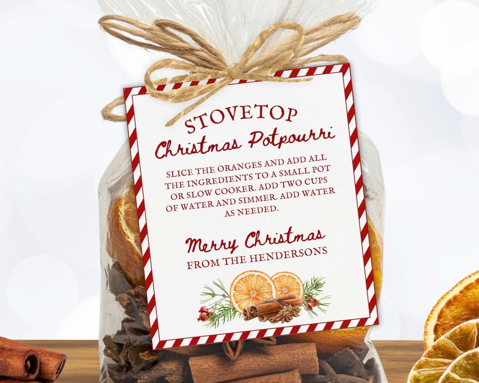 Editable Stovetop Potpourri Christmas Gift Tag, Christmas Potpourri ...