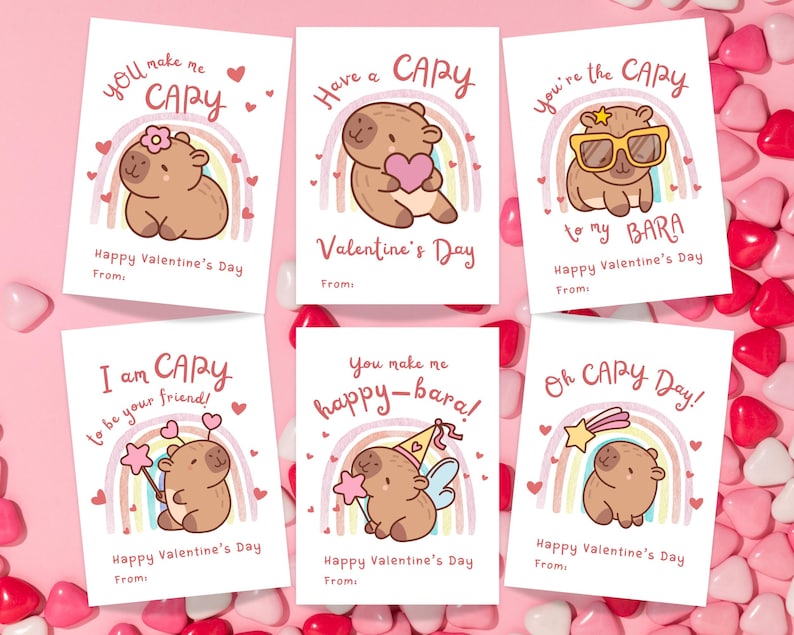 Capybara Classmate Valentines, Valentine Exchange Class Valentines ...