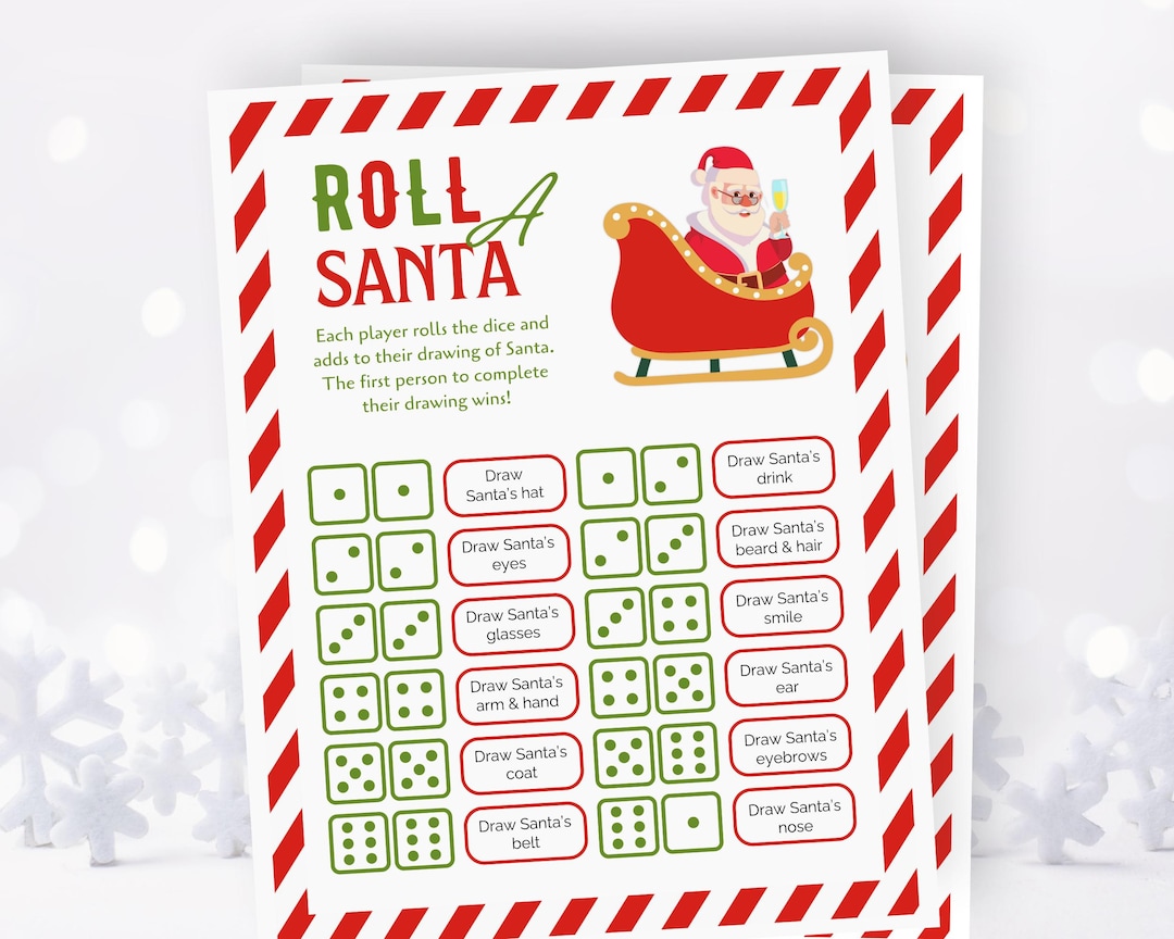 Roll a Santa Dice Game, Printable Office Christmas Party Game for ...