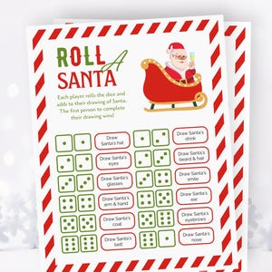 Roll a Santa Dice Game, Printable Office Christmas Party Game for ...