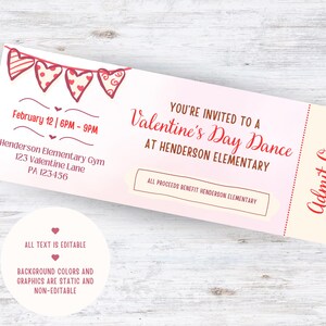 Valentine’s Day Flyer for School Dance, PTA PTO Fundraiser Flyer ...