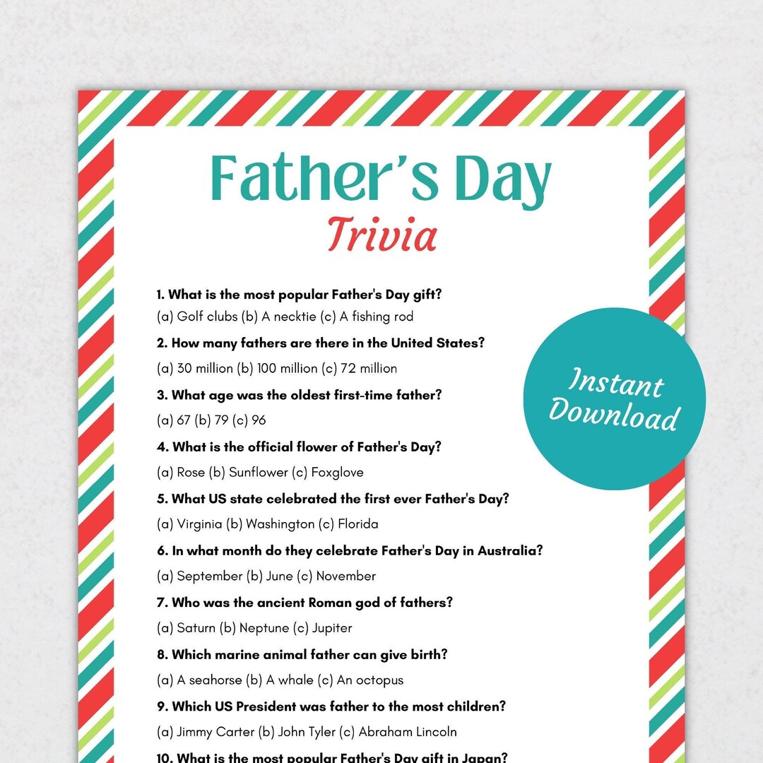 Father’s Day Trivia, Father’s Day Game, Father’s Day Ideas, Trivia ...