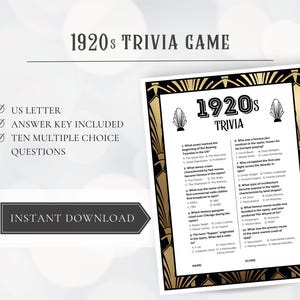 1920s Trivia Game, the Great Gatsby Party, Gatsby Roaring Twenties ...